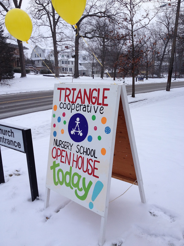 Open House Sandwich Board – Triangle Cooperative Preschool